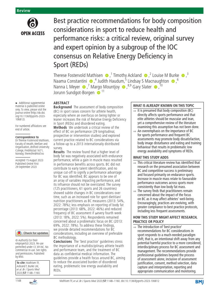 Management of Body Weight Variation and Its Impact On Sports ...