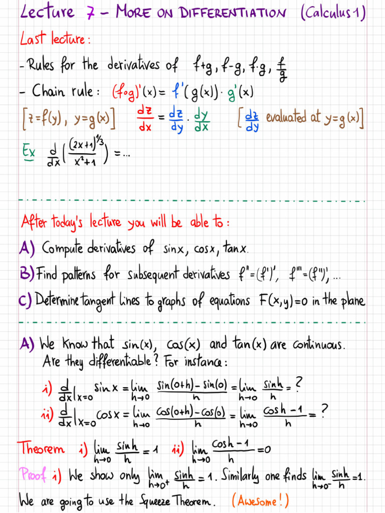 Calculus ba 24 25 lecture 7 | PDF