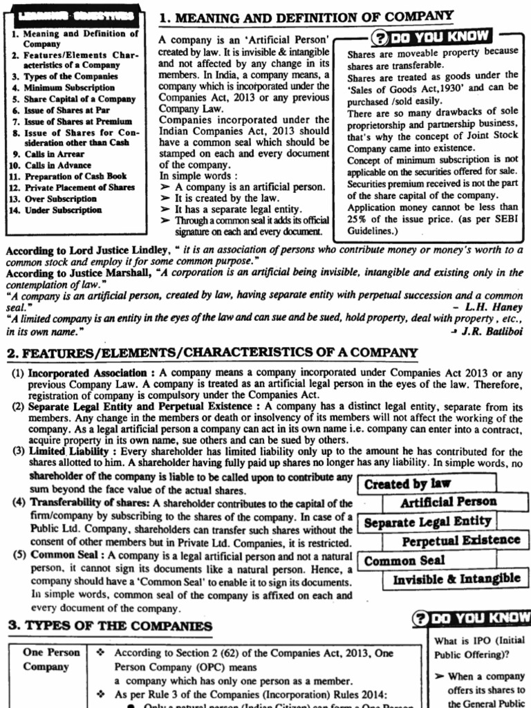 CH - Issue of Share Capital (Theory Notes) | PDF