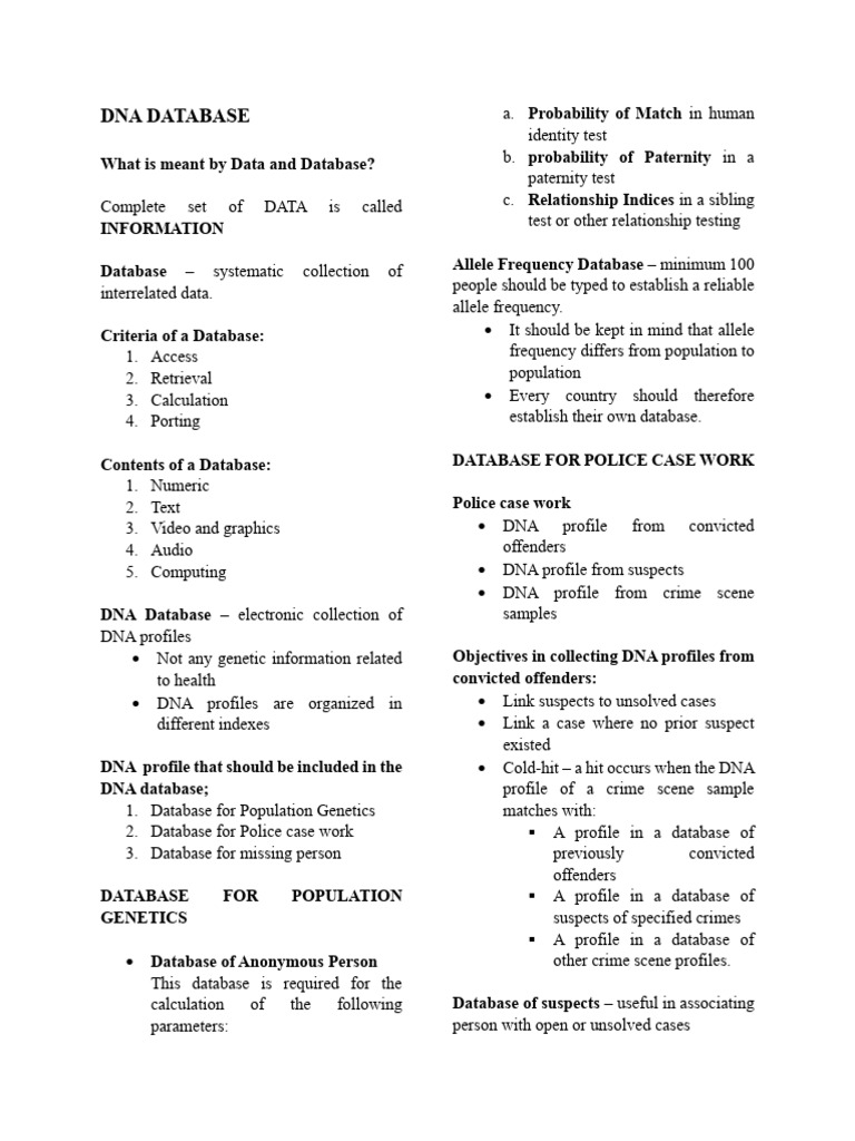 Dna Database | PDF