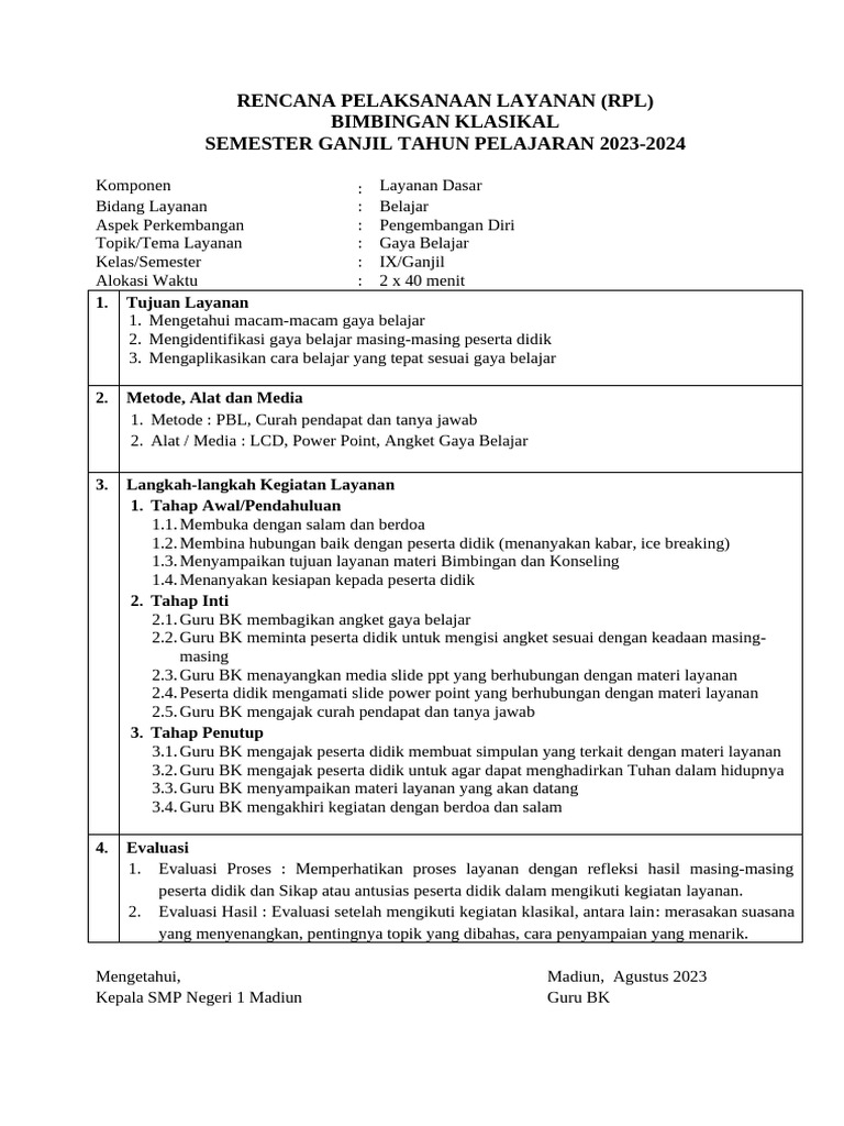 RPL Gaya Belajar | PDF