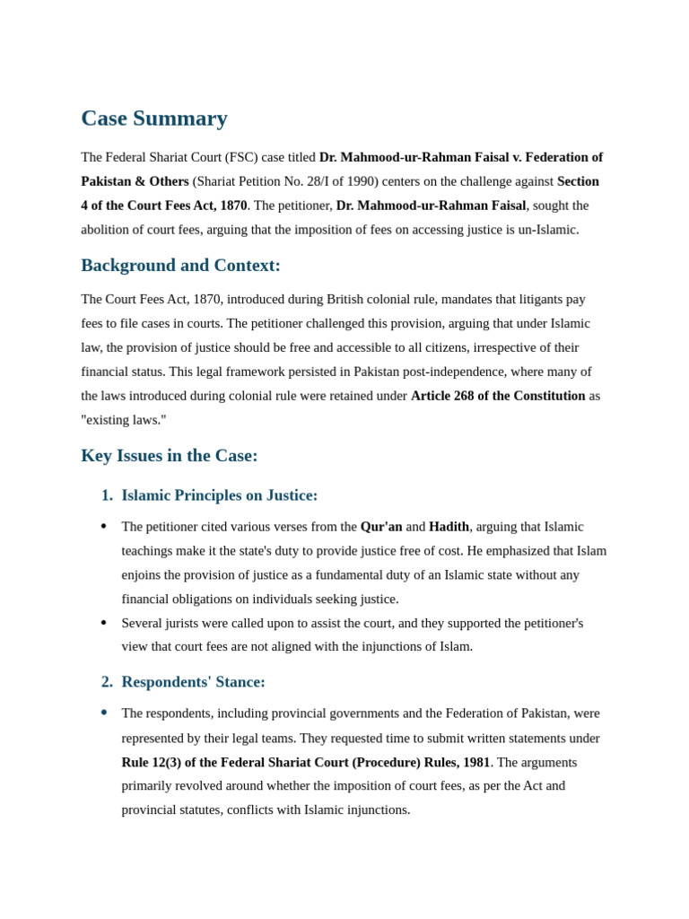 FSC Judgement Summary | PDF