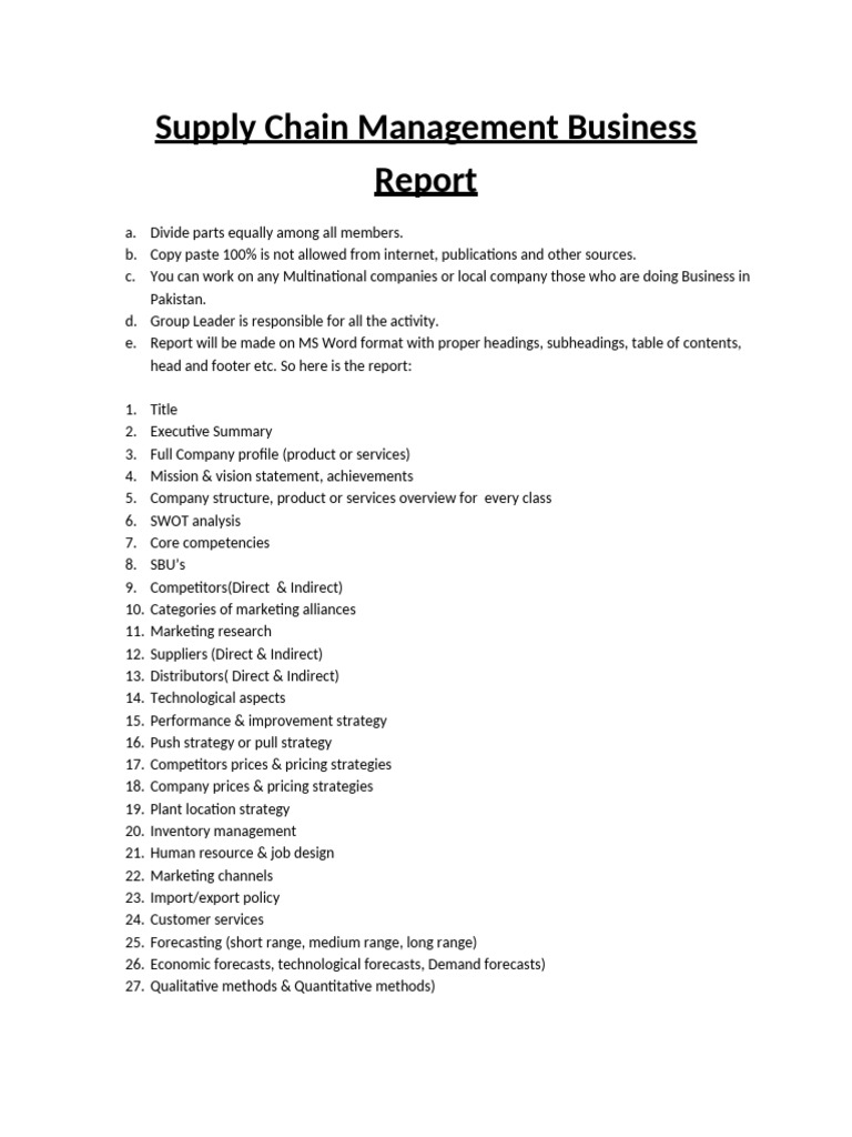 Supply Chain Management Report | PDF