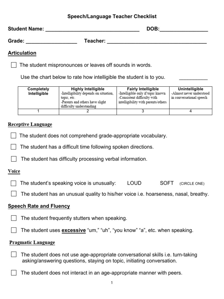 Teacher Checklist | PDF