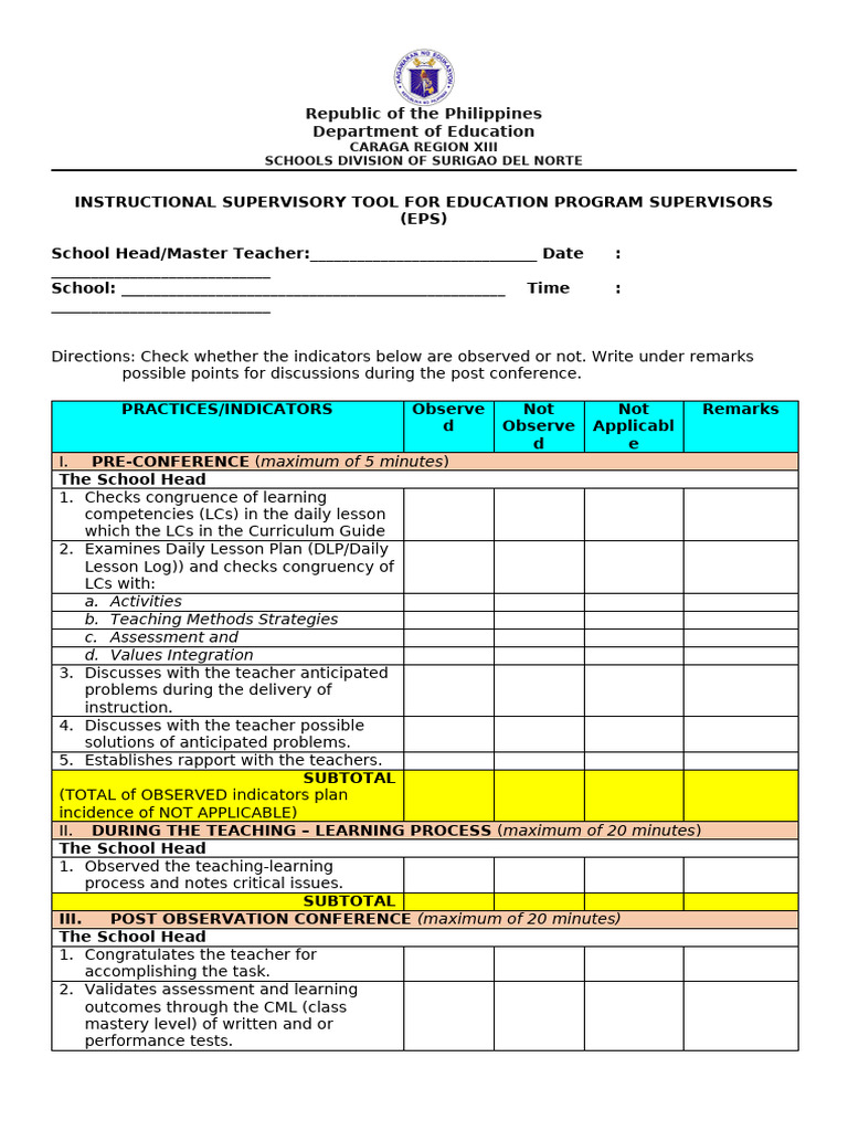 STAR-Insturctional Supervisory Tool for EPS | PDF