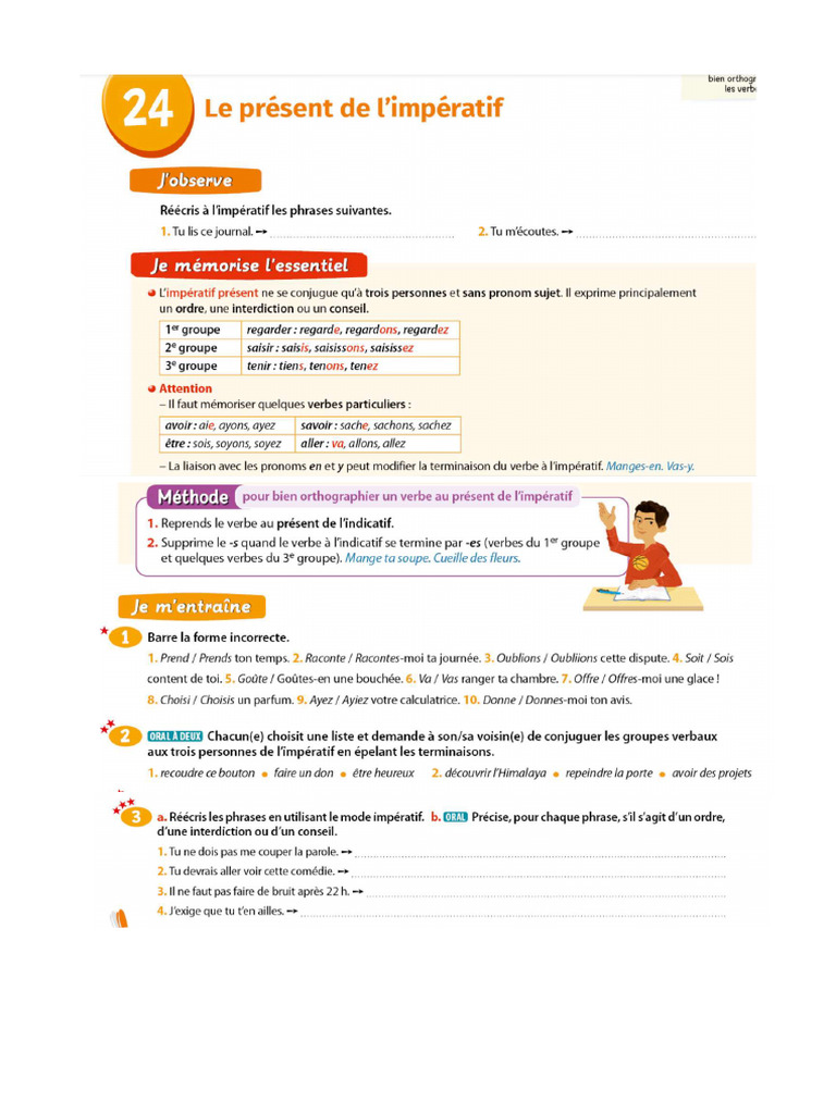 Exercices Impératif 3ème | PDF