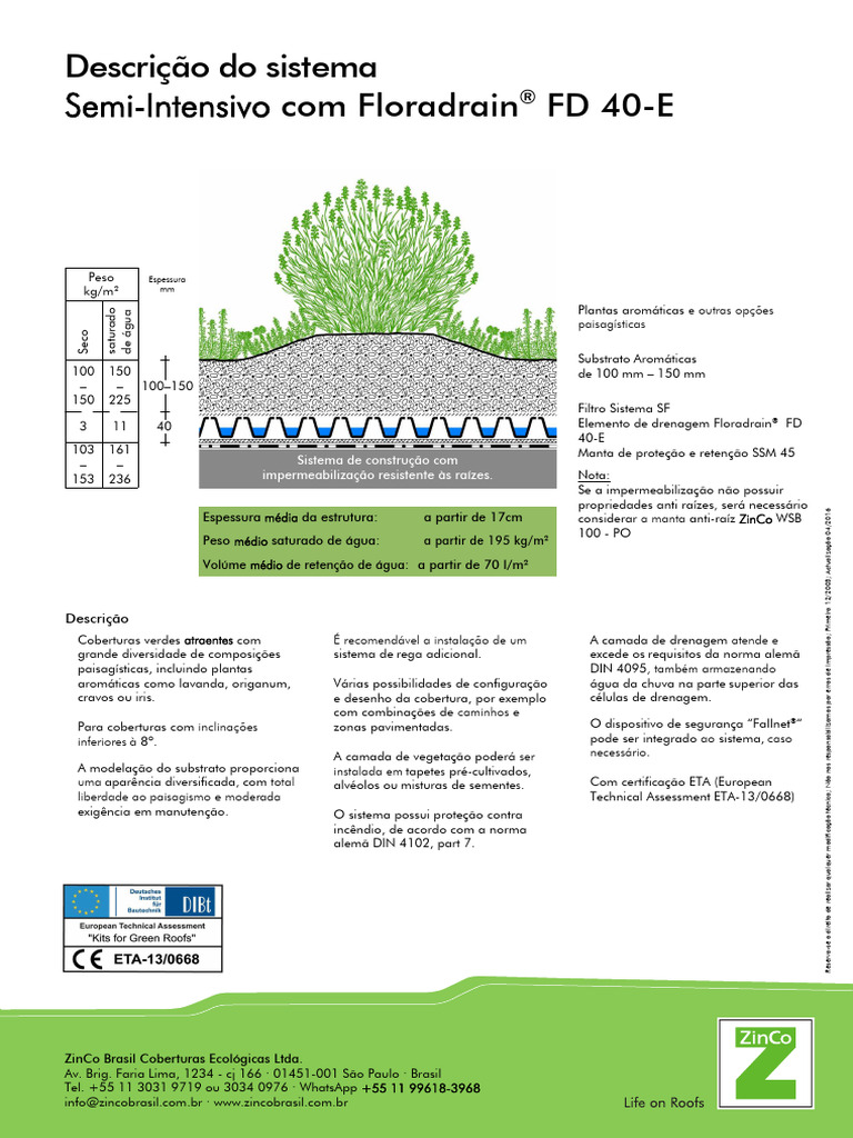 Corte Sistema ZinCo Semi-Intensivo Com Floradrain ® FD 40-E | PDF