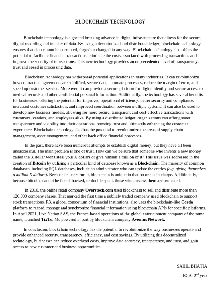 Blockchain Technology | PDF