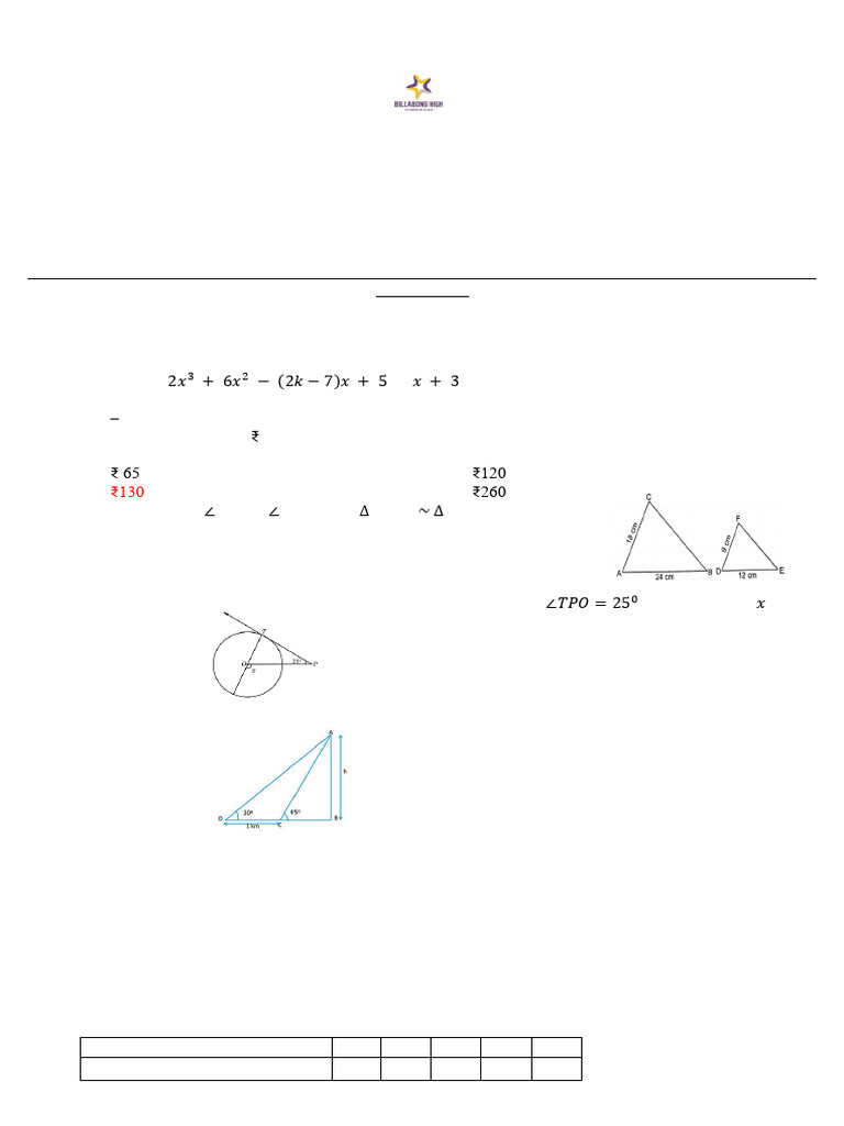 Grade 10 Math Term 1 MS 2024 25 | PDF
