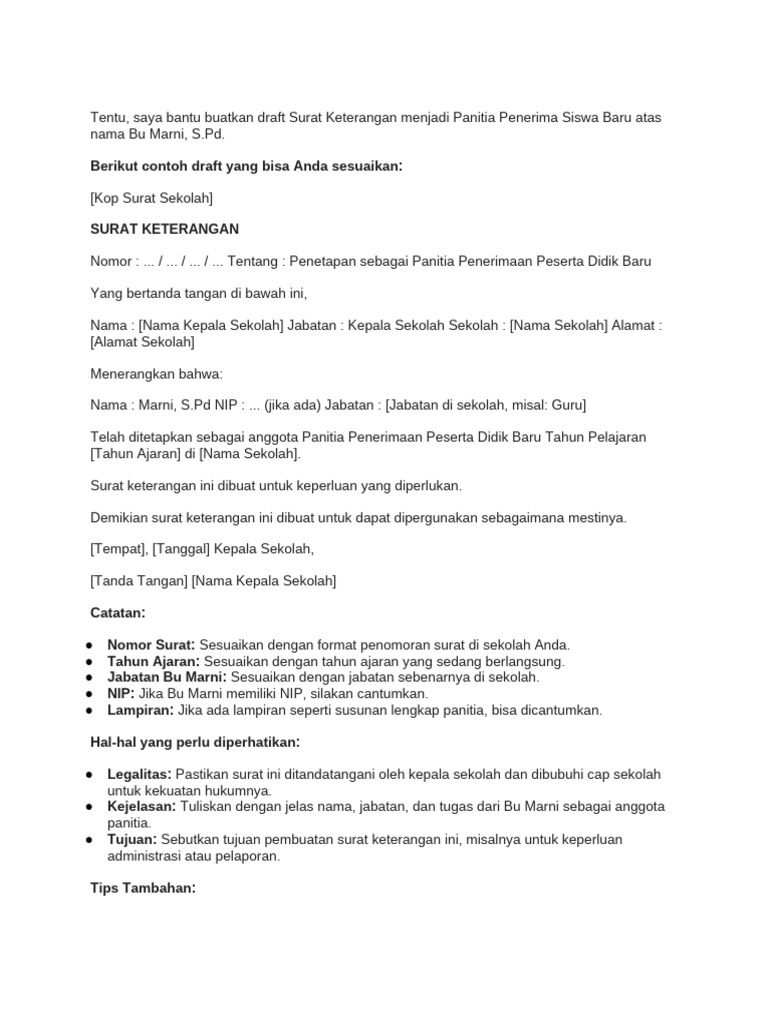 Tolong Buat Kan Saya Surat Keterangan Menjadi Pan... | PDF