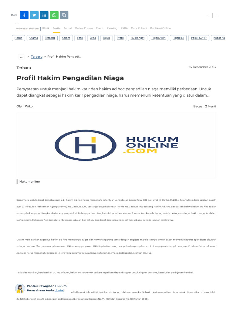 Profil Hakim Pengadilan Niaga | PDF