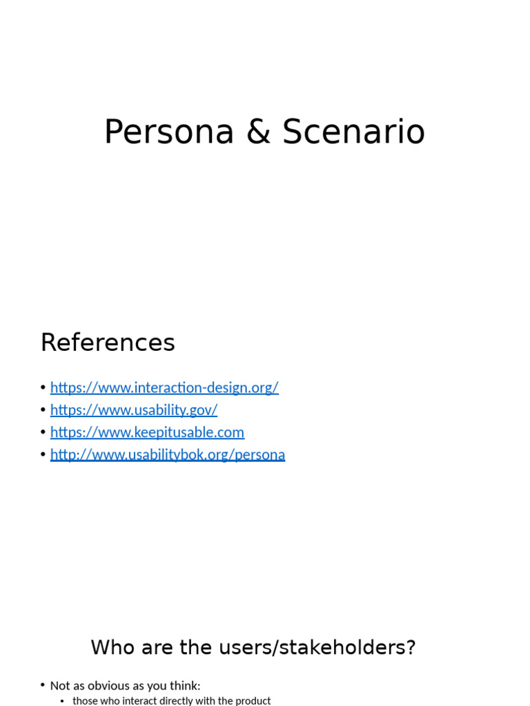 HCI - 4 - Persona & Scenario | PDF