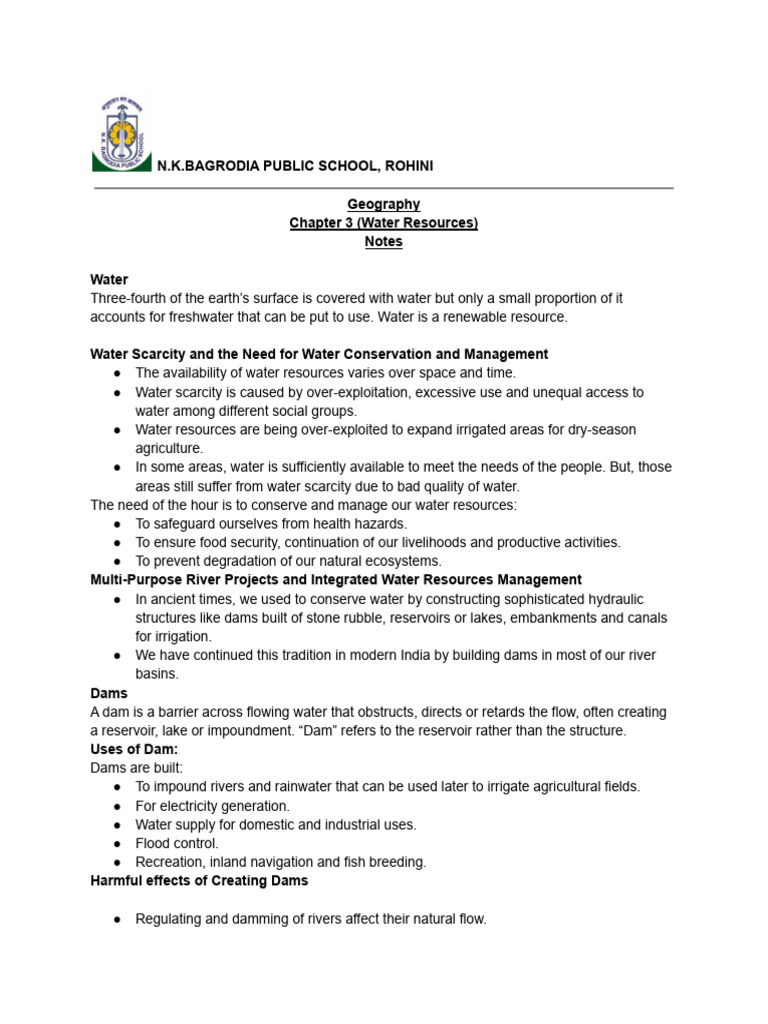 Water Resources Notes | PDF