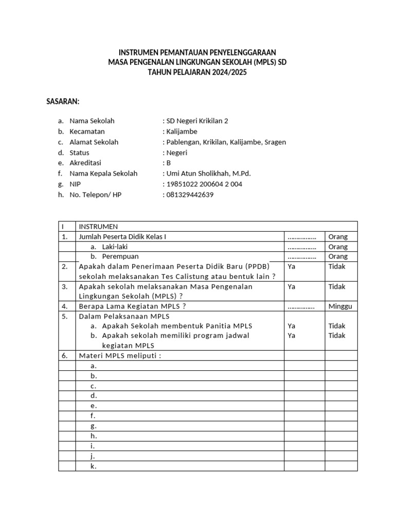 Instrumen Pemantauan MPLS 2024 | PDF | Karier & Perkembangan