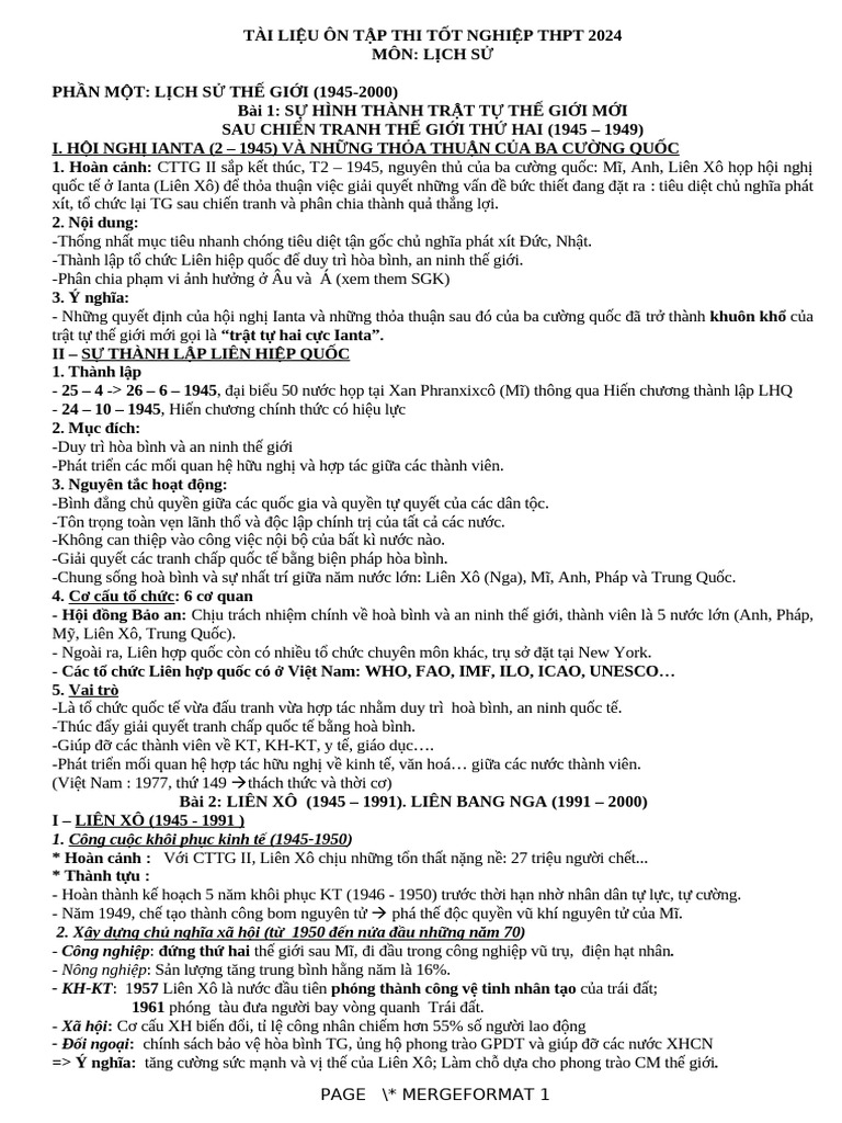 Tai Lieu On Tap Lich Su | PDF