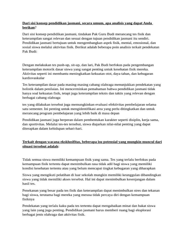 Dari Sisi Konsep Pendidikan Jasmani | PDF
