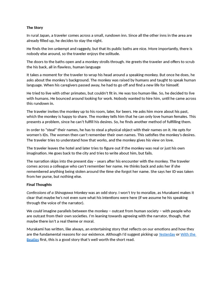 Confession of A Shinagawa Monkey | PDF