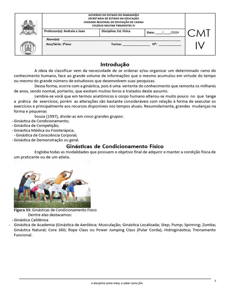 ED Ginastica Desenvolvimento His Torico Escolar e Estudo Sobre | PDF