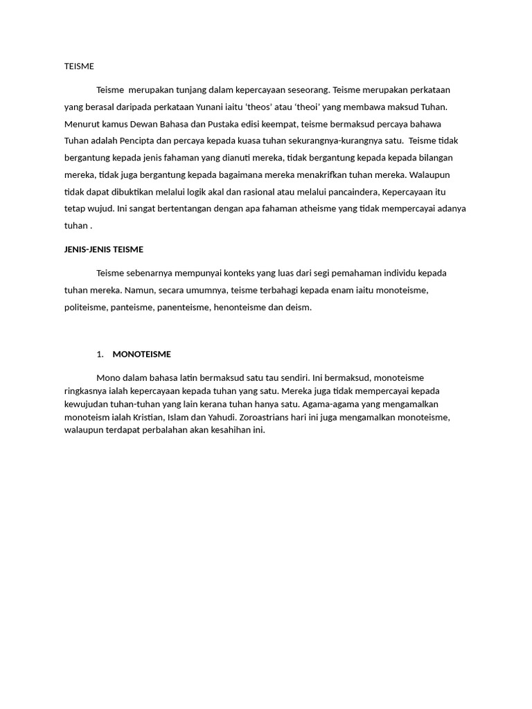 Jenis-Jenis Teisme | PDF