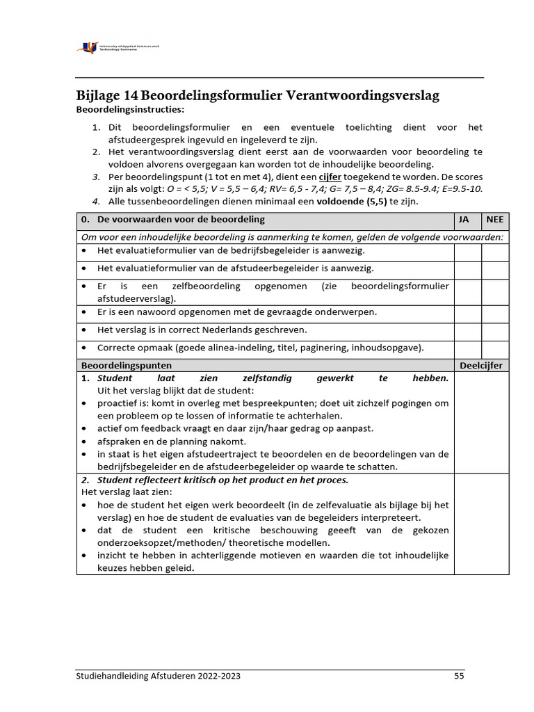Beoordelingsformulier Verantwoordingsverslag | PDF
