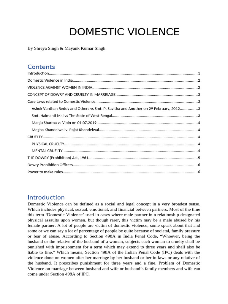 DOMESTIC VIOLENCE | PDF