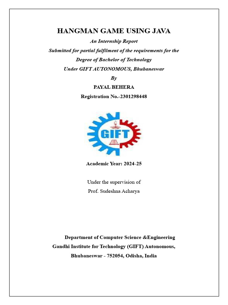 Hangman Game Using Java | PDF