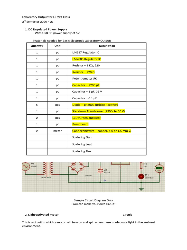 Basic Electronic Laboratory Materials | PDF | Transistor | Electrical ...