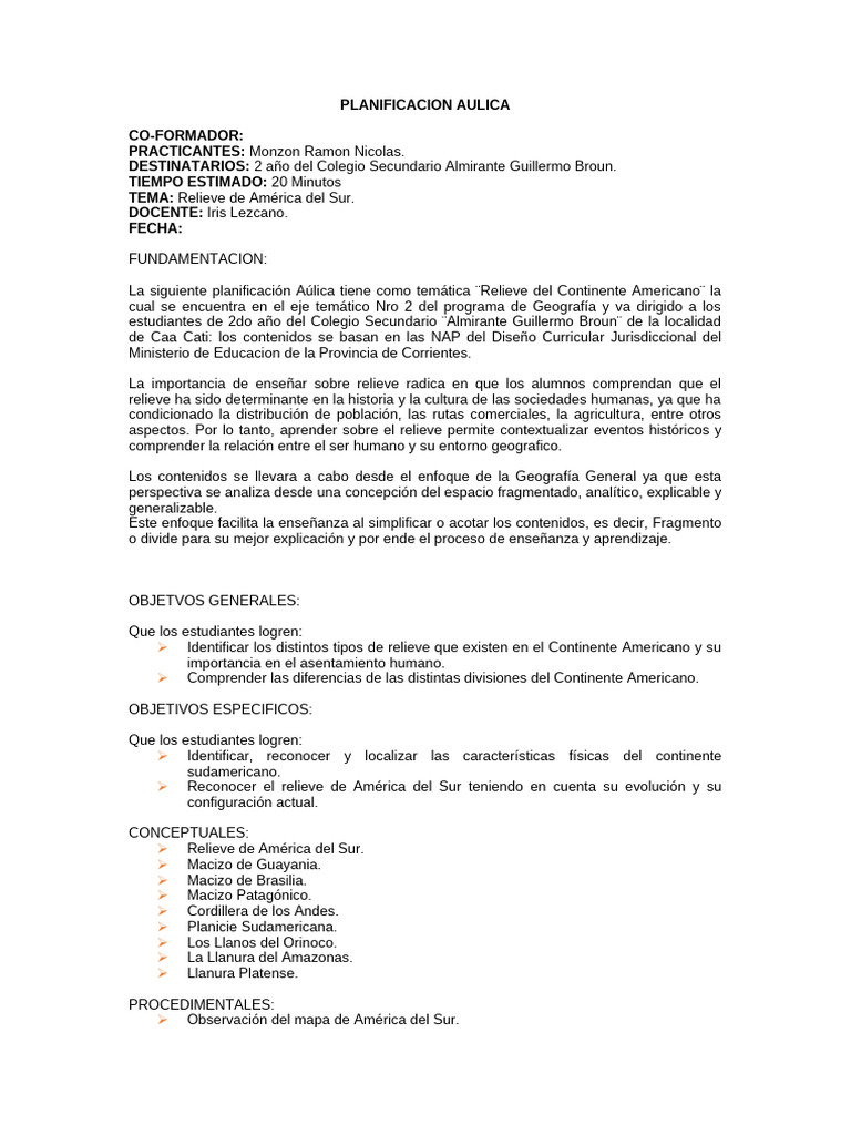 Copia de PLANIFICACION AULICA Terminado | PDF