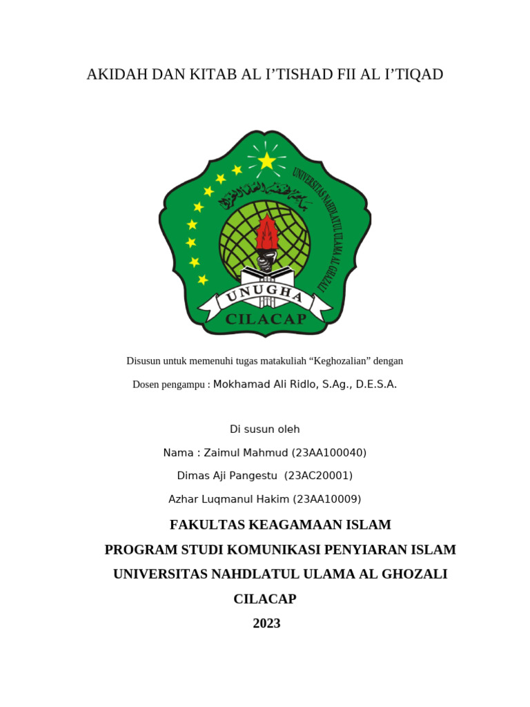 Akidah dalam Kitab Al I’tishad | PDF | Islamic Fundamentalism ...