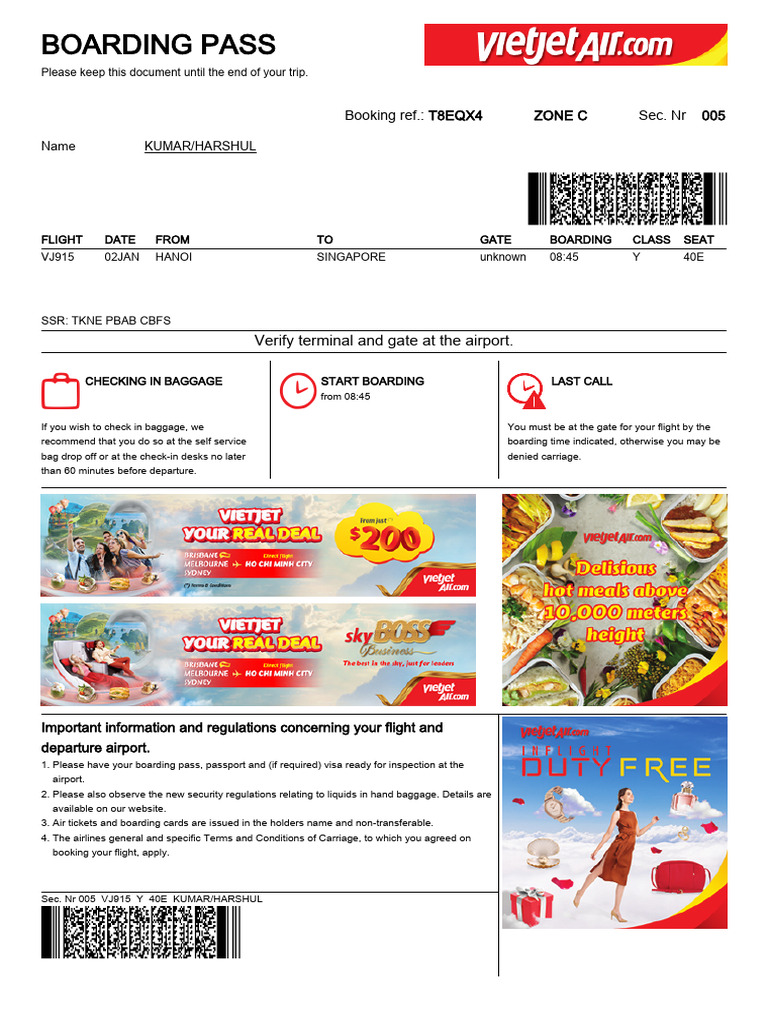 Boardingpass VJ915 | PDF
