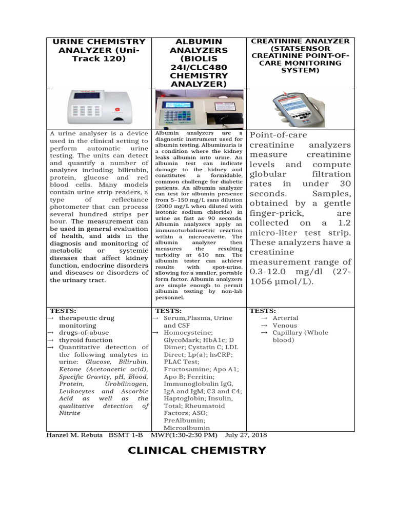 portrait MACHINES IN THE DIFFERENT CLINICAL LABORATORY SECTIONS | PDF