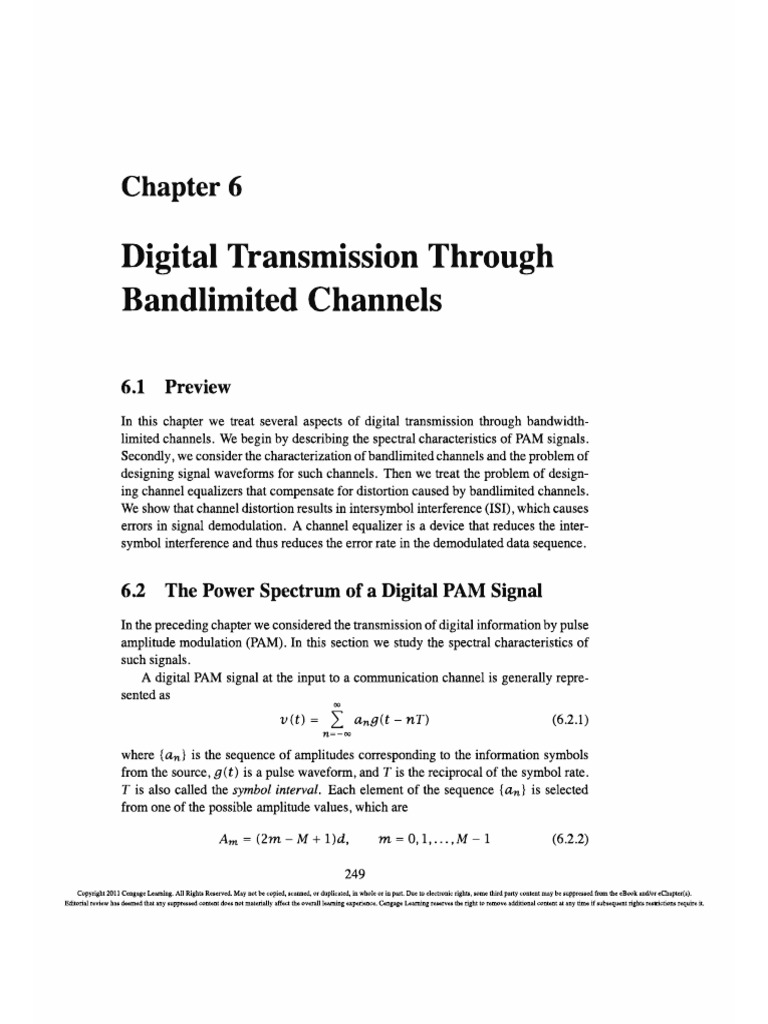 Chap6 - TRANSMISSION THROUGH BANDLIMITED CHANNELS | PDF