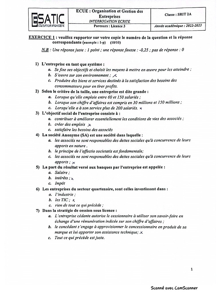 Correction Interro 1 OGE | PDF