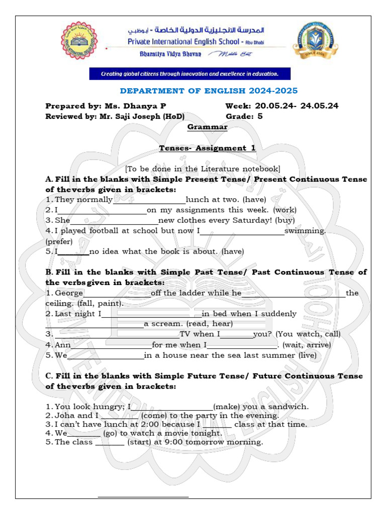Tenses - Assignment | PDF
