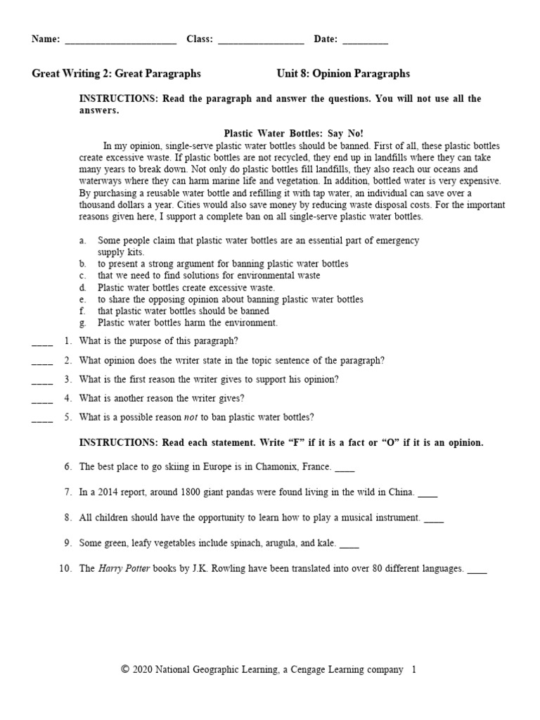 Great Writing 5e Level 2 Unit 8 | PDF