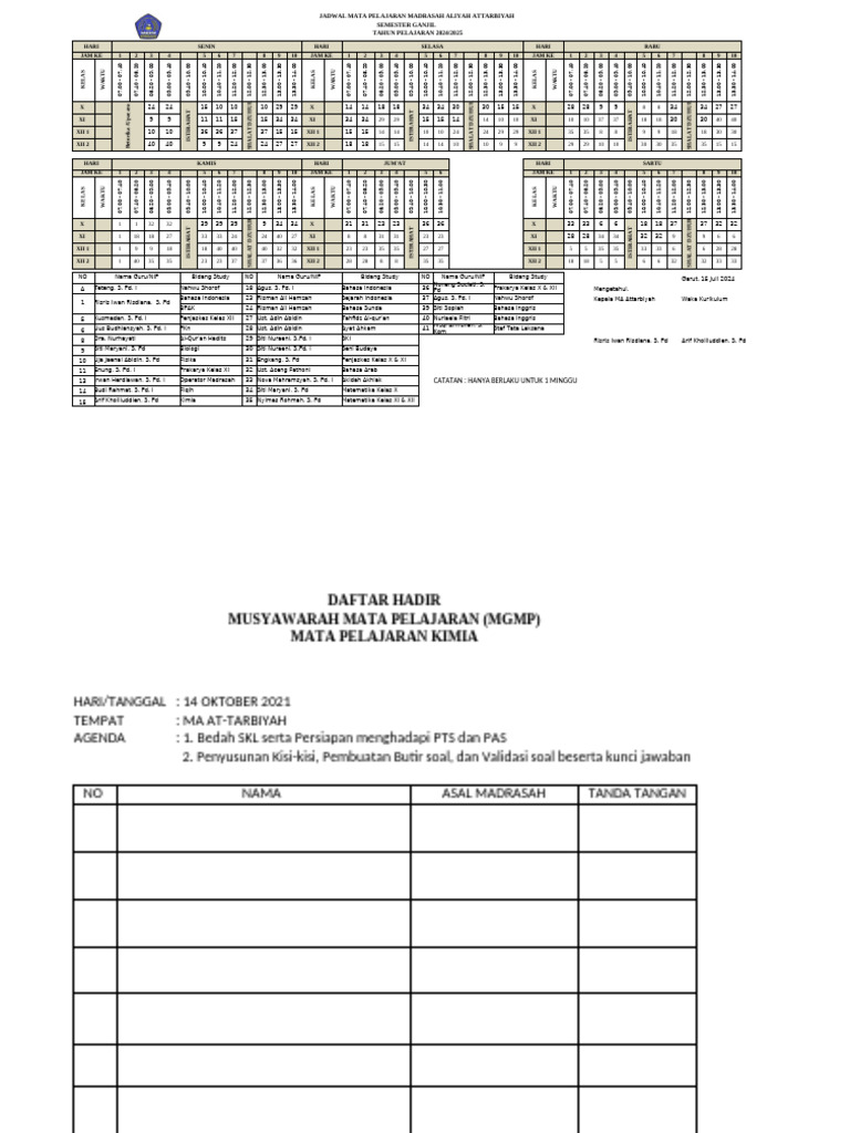 Update Jadwal Ma 2024-2025 | PDF