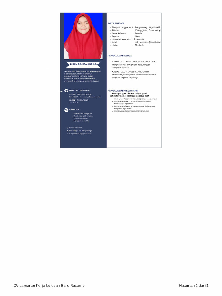 CV Risky Rahma Ardila | PDF