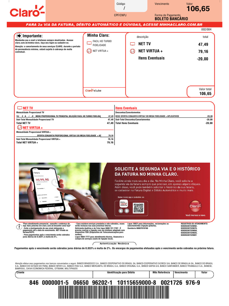 Fatura-Net Claro | PDF