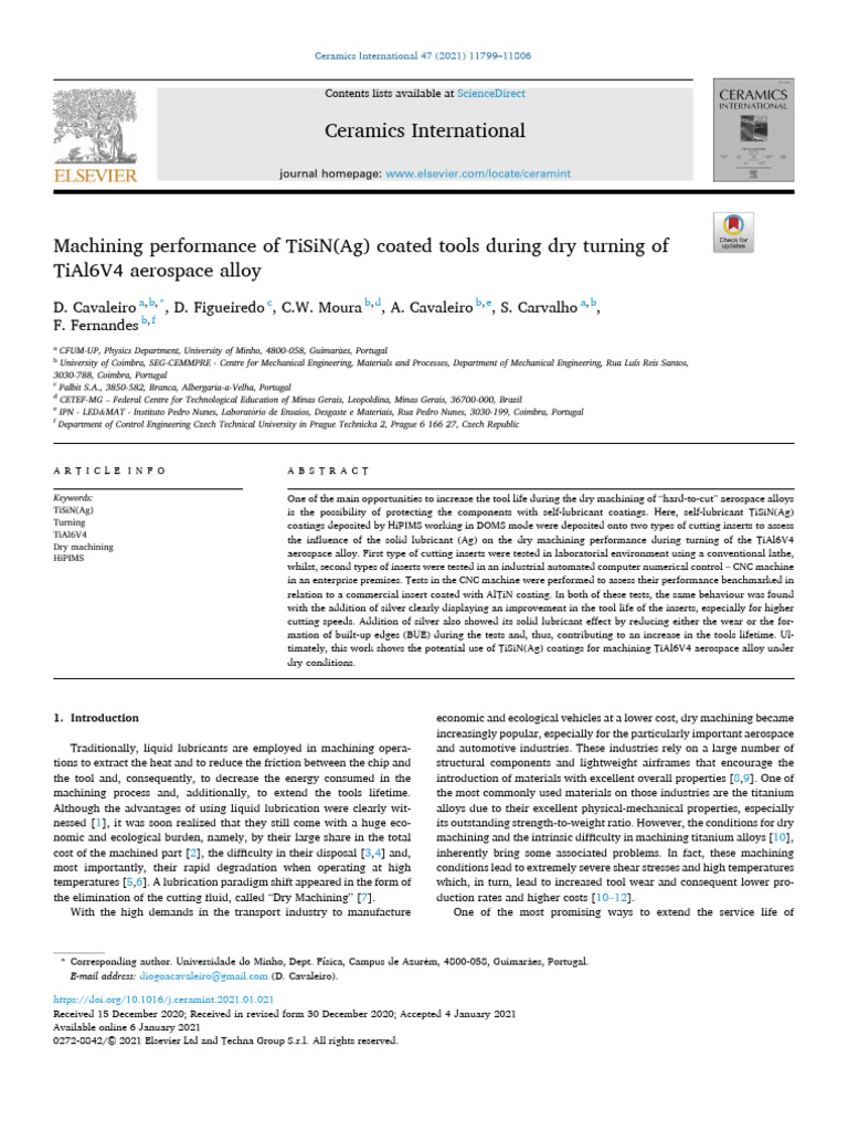 2 - CAVALEIRO - Machining Performance of TiSiN (Ag) Coated Tools During ...