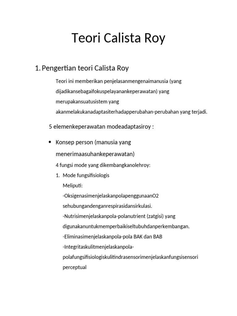 Teori CALISTA ROY | PDF