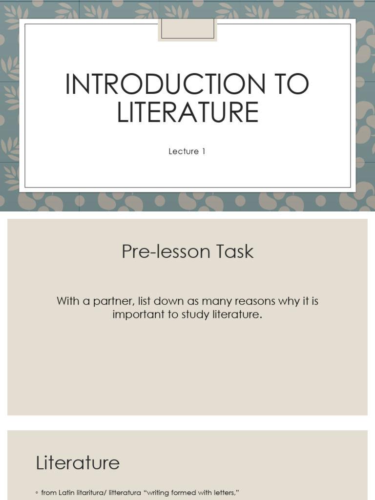 Introduction To Literature | PDF
