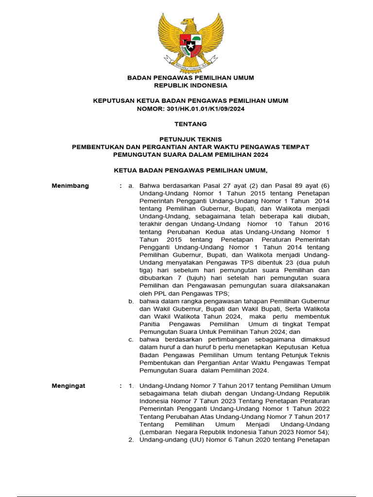 SK Pembentukan PTPS Tahun 2024 | PDF