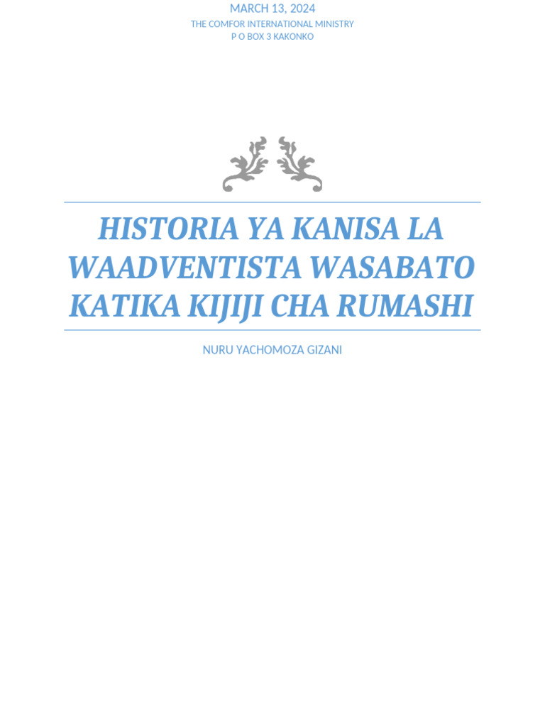 Historia Ya Kanisa La Waadventista Wasabato Katika Kijiji Cha Rumashi3 ...