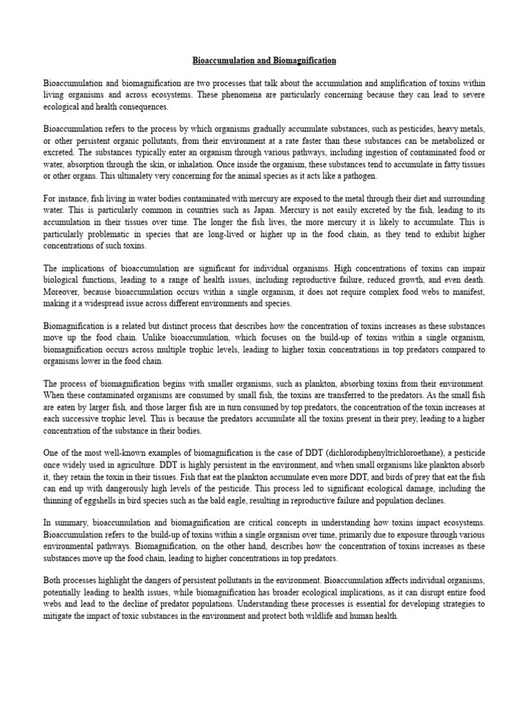 Bioaccumulation and Biomagnification | PDF