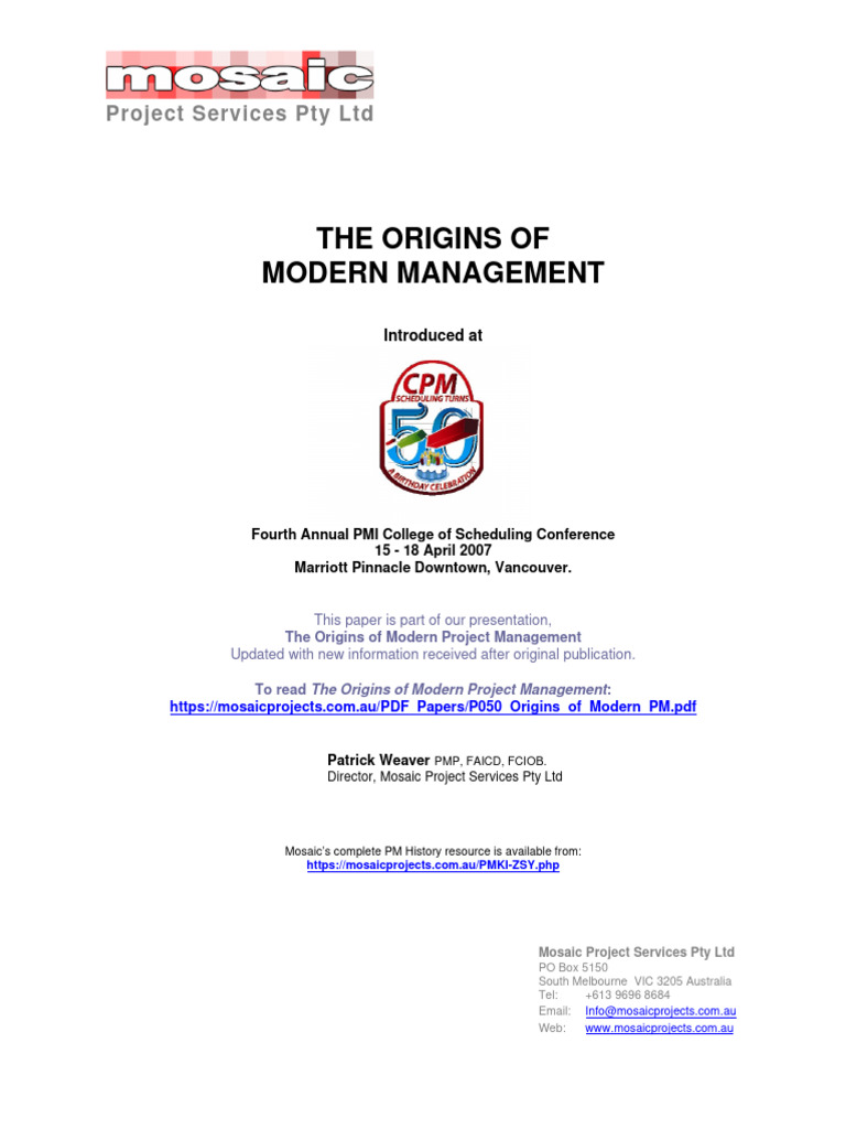 P050 Origins of Modern Management | PDF