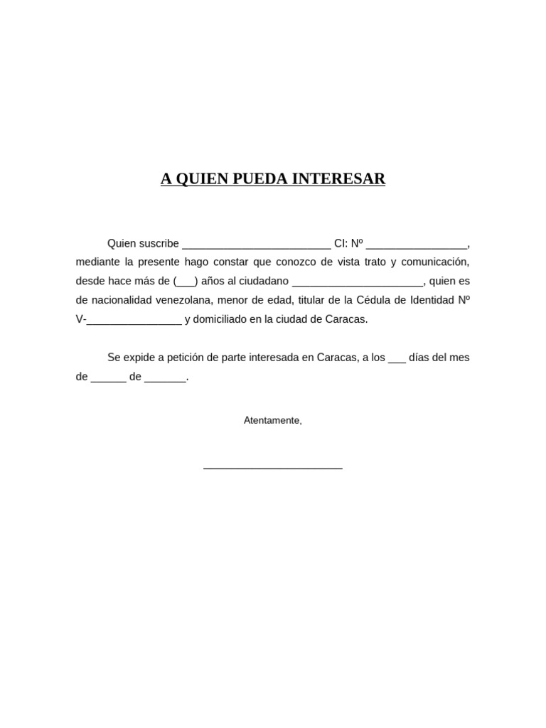 A QUIEN PUEDA INTERESAR formato | PDF