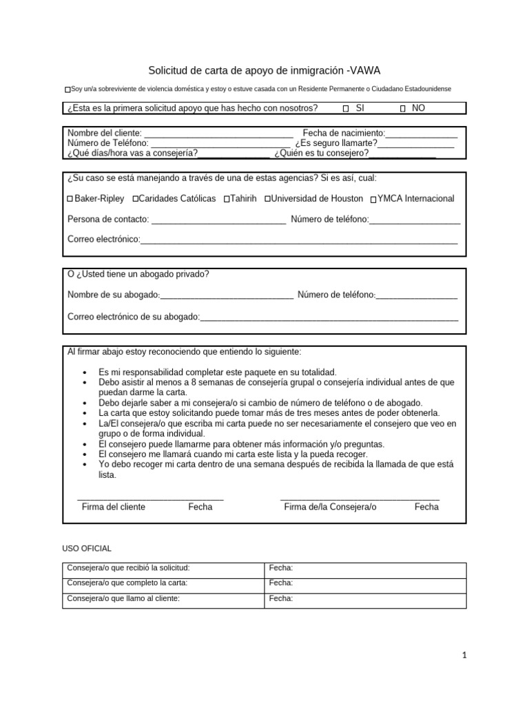 Request For Letter of Support VAWA - SPAN | PDF