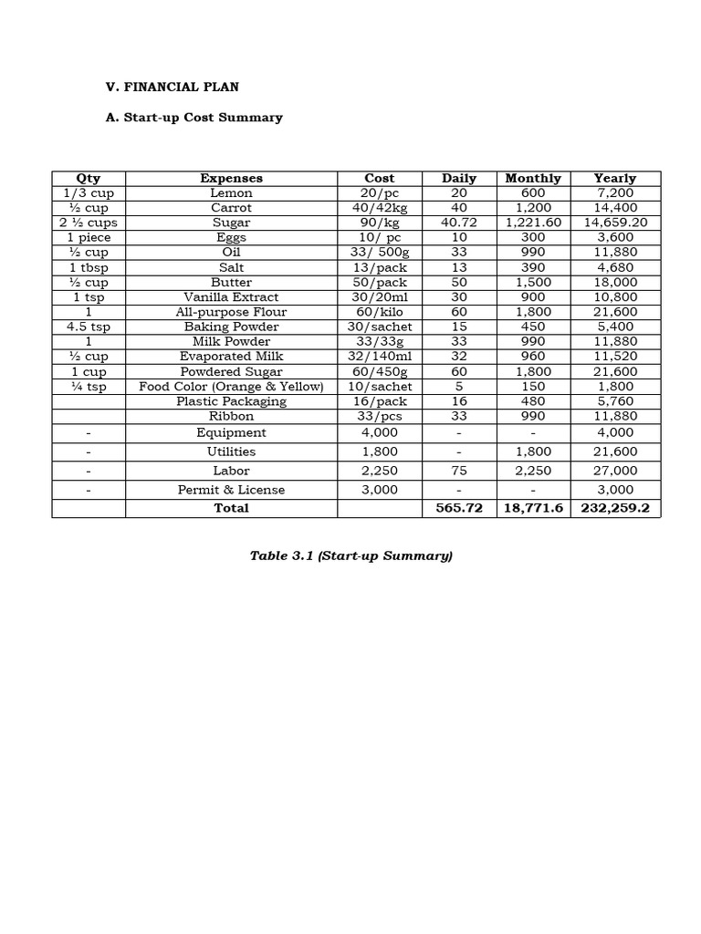 V. Financial Plan | PDF