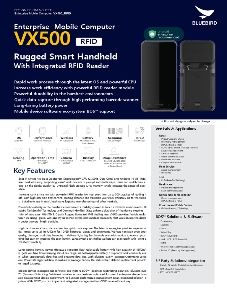 (Data Sheet) VX500 - RFID - Black - EN | PDF