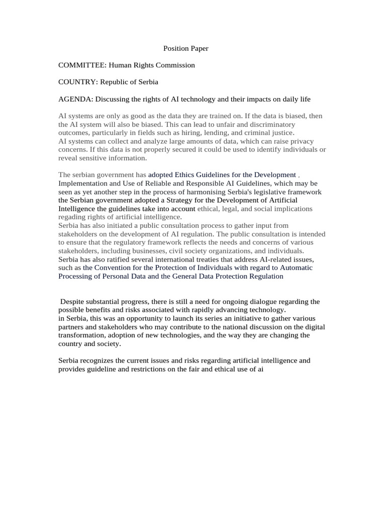 Position Paper Mun Ai 2023 | PDF